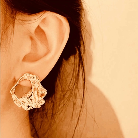 Jewelry | Crumpled Gold Nugget Abstract Annulus Toroid Melting Folded ...